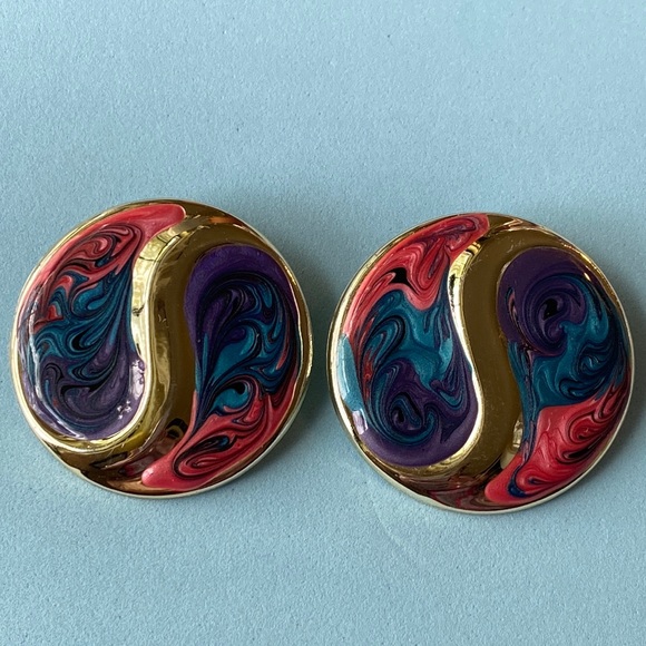 Jewelry | Large Vintage Enamel Earrings | Poshmark